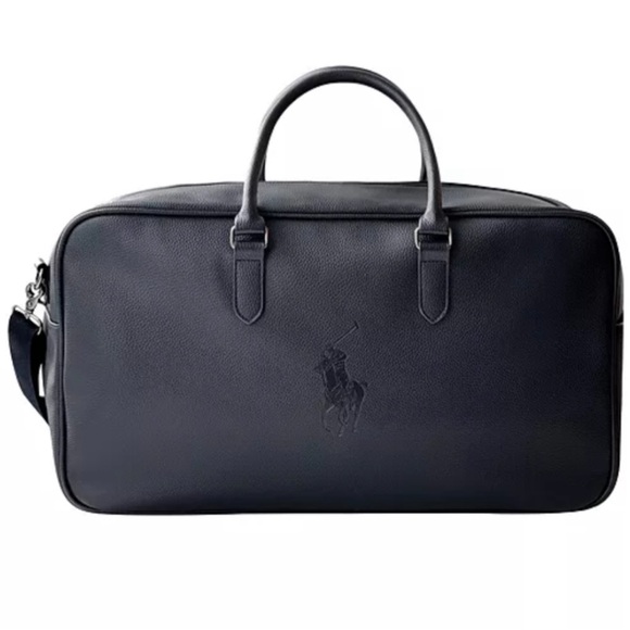 Polo Ralph Lauren | Bags | Ralph Lauren Polo Dark Navy Blue Duffle Faux Leather Weekend Shoulder ...